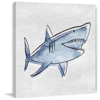 Great Blue Shark Painting Print on Wrapped Canvas - Multi-Color - Bed ...