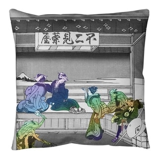 Katsushika Hokusai Blue Ombre Yoshida at Tokaido Pillow (w/ Removable ...