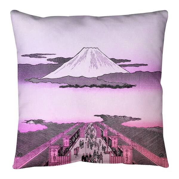 Utagawa Hiroshige Suruga-cho in Pink and Purple Pillow (Indoor/Outdoor ...