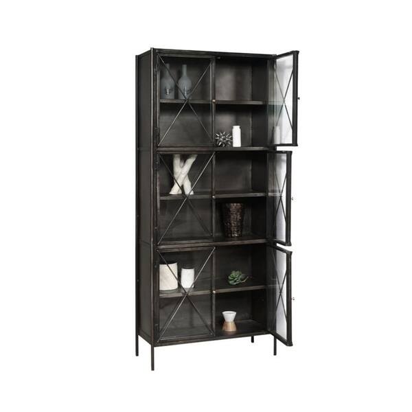Distressed Metal Graphite Finish Industrial Display Cabinet - Bed Bath ...