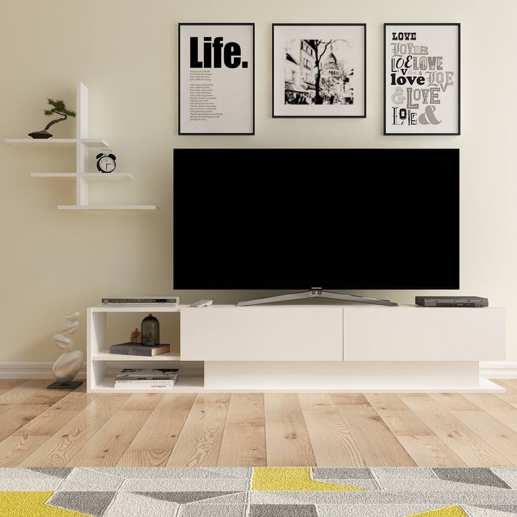 Porch & Den Tartarian White Entertainment Center TV Stand - Overstock ...