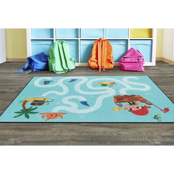Flagship Carpet Kids Nylon Pirate Maze Classroom Seating Rug - 5' x 8 ...