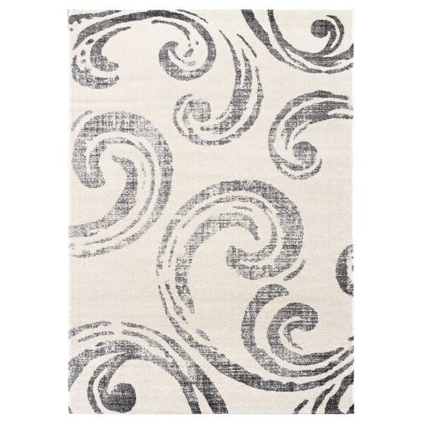 Distressed Scroll Acrylic and Polyester Belgium Transitional Area Rug ...