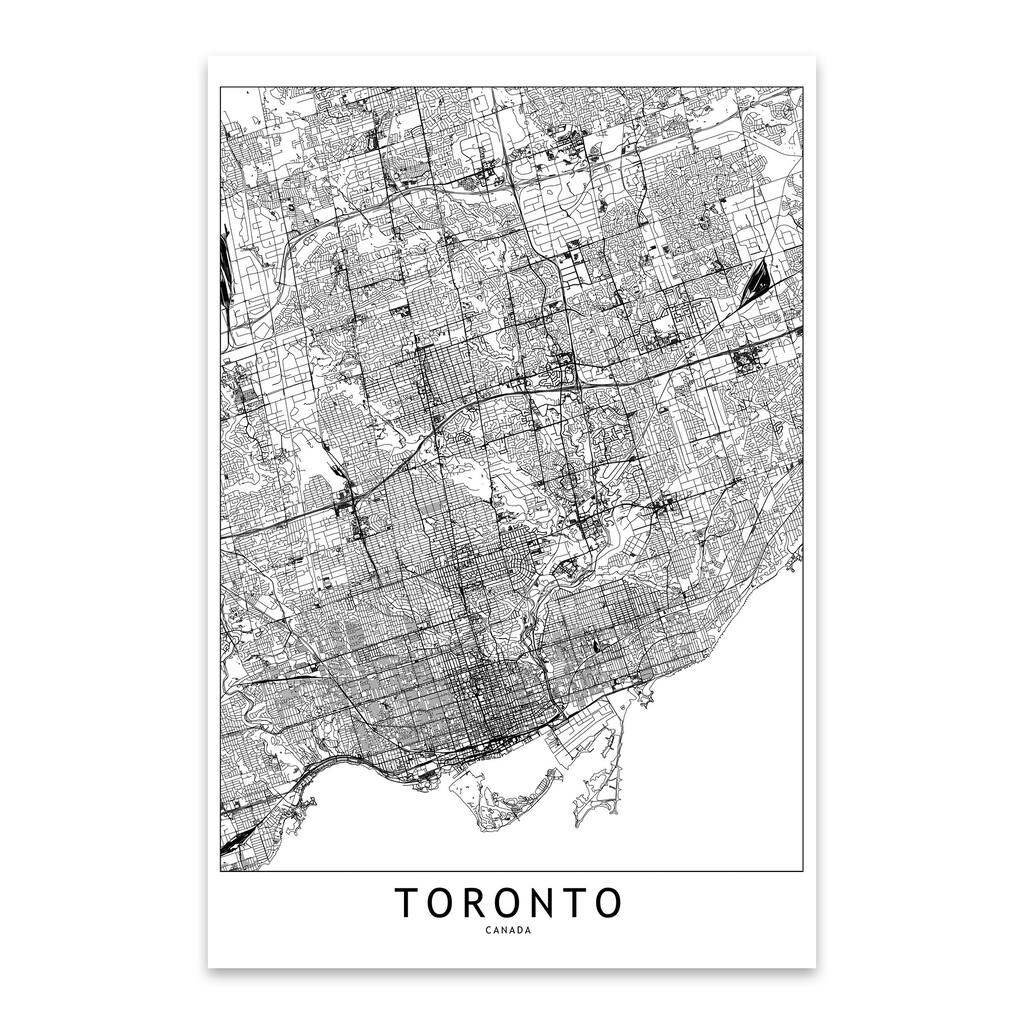 Noir Gallery Toronto Black & White City Map Metal Wall Art Print ...