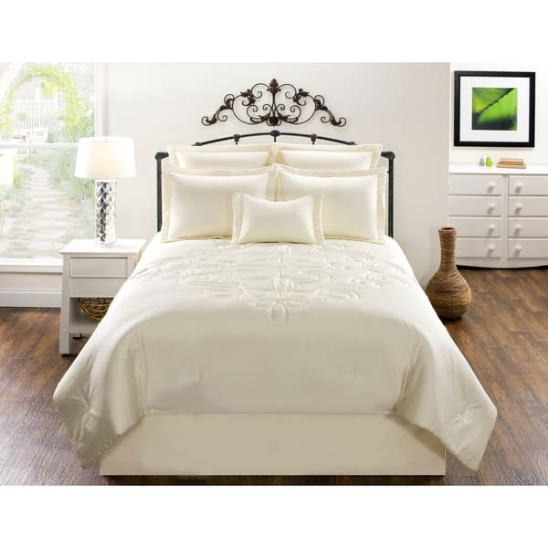 Waldorf Solid Cream Cotton comforter set - Bed Bath & Beyond - 27586155