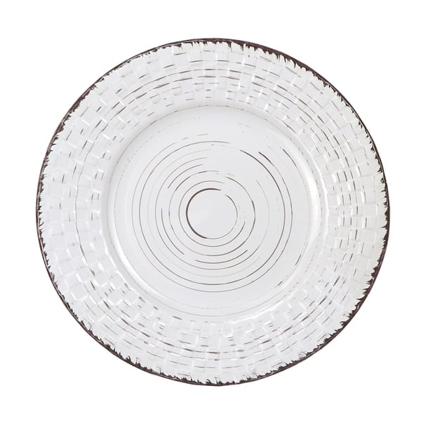 Lorren Home Trends 16 Piece Distressed Weave Dinnerware Set-White - Bed ...