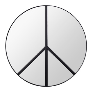 Paz 30-inch Black Round Peace Sign Accent Mirror - Bed Bath & Beyond ...
