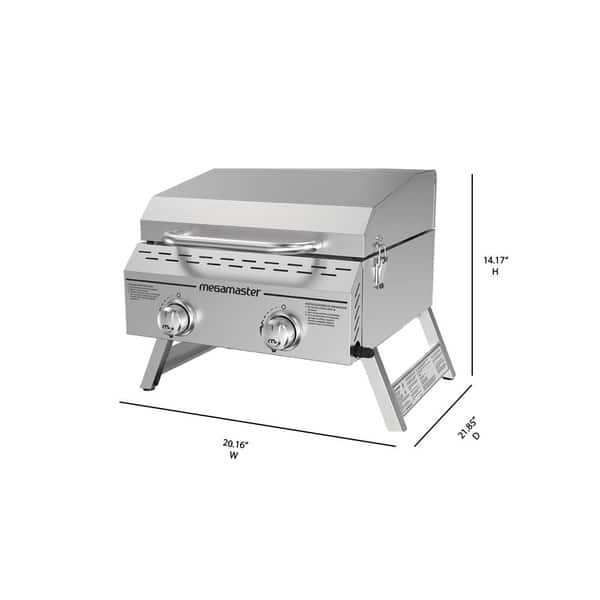 Megamaster 2 Burner Propane gas grill staninless steel Tabletop - Bed ...