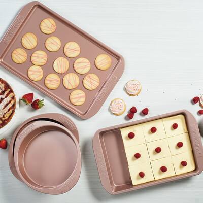 Farberware 4-Piece Nonstick Bakeware Set, Rose Gold - Rose Gold ...