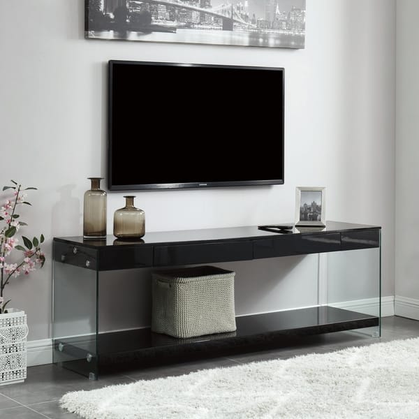 Takamura Modern 70-inch Glass 1-Shelf 1-Drawer TV Console by Strick ...