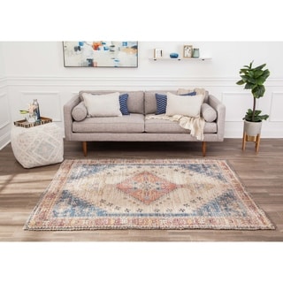 Jani Ammon Blue Medallion Jute/Chenille Area Rug - Bed Bath & Beyond ...