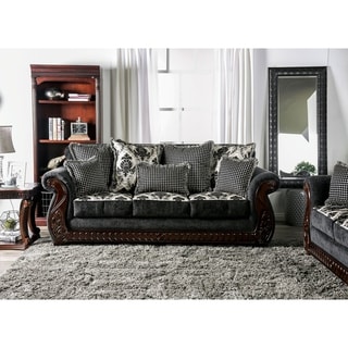 Estra Traditional Burgundy Chenille Upholstered Rolled Arms Sofa by ...