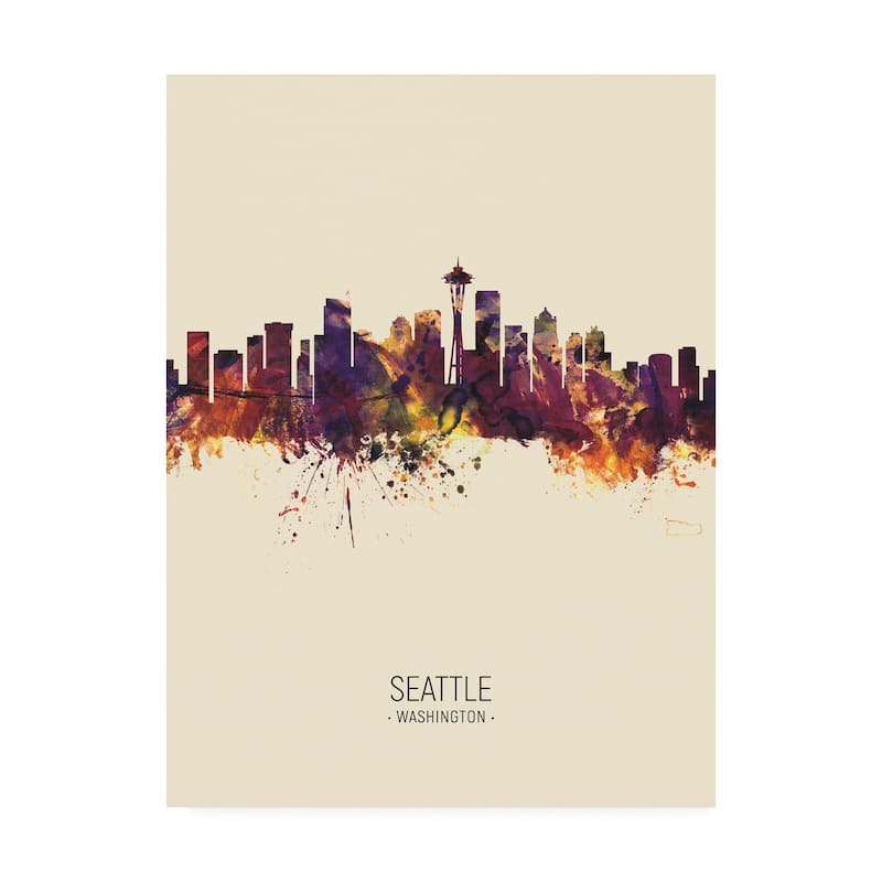 Michael Tompsett 'Seattle Washington Skyline Portrait III' Canvas Art ...