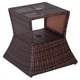 Outsunny Wicker Rattan Outdoor Patio Side Table with Umbrella Hole ...