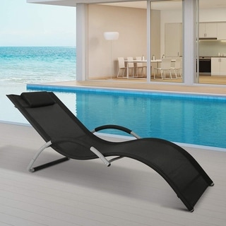 Outsunny Aluminum Mesh Fabric Outdoor Curved Chaise Sun Lounge Chair ...