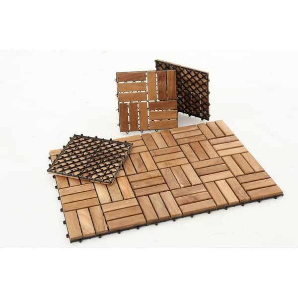 Nordic Style Natural Teak Tile 12 slats, 10 pcs per box - Bed Bath ...