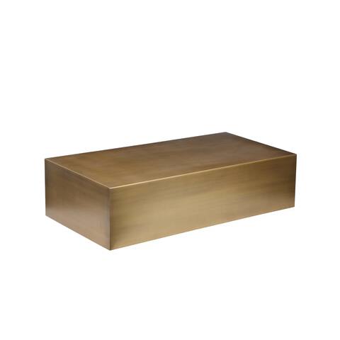 Metal Constructed Coffee Table in Cuboid Shape, Gold - Overstock - 27633362