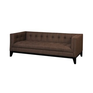 Fabric Upholstered Wooden Sofa with Button Tufting Details and Angled ...