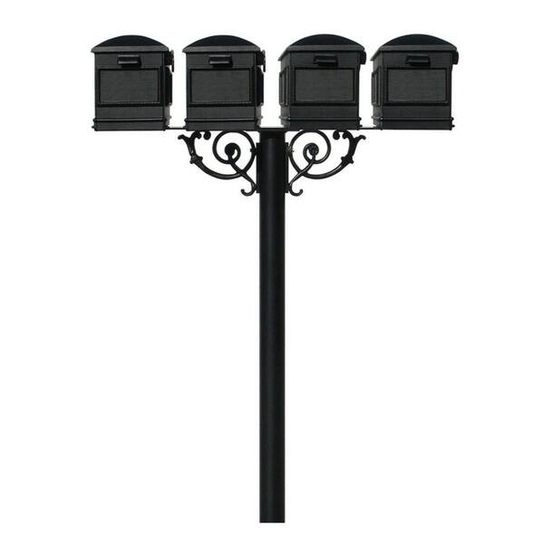 QualArc The Hanford Quad Mailbox Post System with Scroll Supports No ...