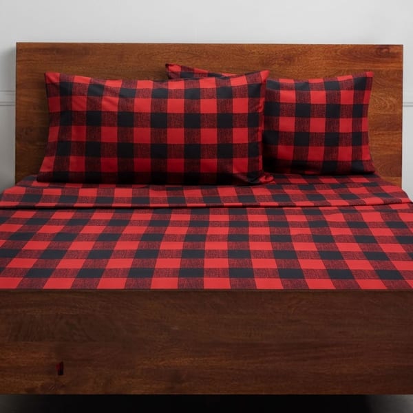Sweet Home Collection 4 Piece Buffalo Check Bed Sheet Set - On Sale ...