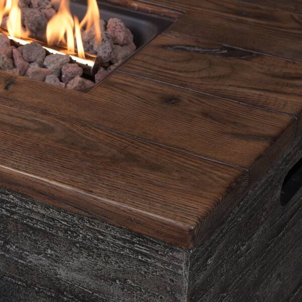 Faux concrete fire table 48' with faux wood table top - Bed Bath ...