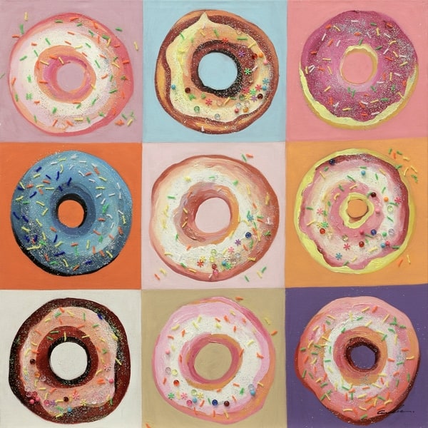 Hand Painted Pop Art Donuts Wall Art on Canvas - Bed Bath & Beyond ...