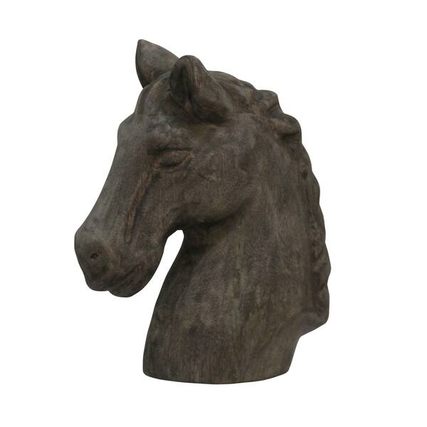 Native Horse Carved Natural Wood Horse Bust Table Top Sculpture - Bed ...