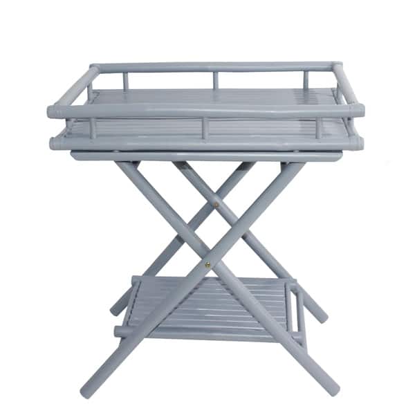 Bamboo Butler Table With Removable Serving Tray - Grey - Bed Bath ...
