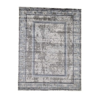 Shahbanu Rugs Gray Silken Roman Mosaic Design Hand-Knotted Oriental Rug ...
