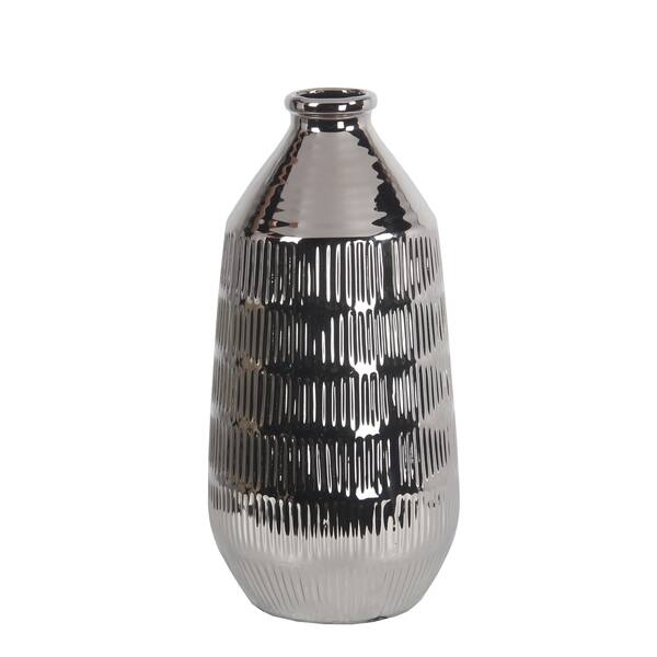 Privilege Small Ceramic Metallic Silver Vase - Bed Bath & Beyond - 27664749