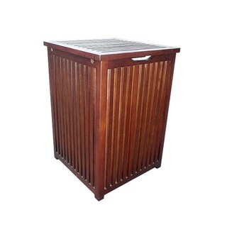 Handmade Solid Mahogany Wood Colonial Hamper Laundry Box - Bed Bath ...