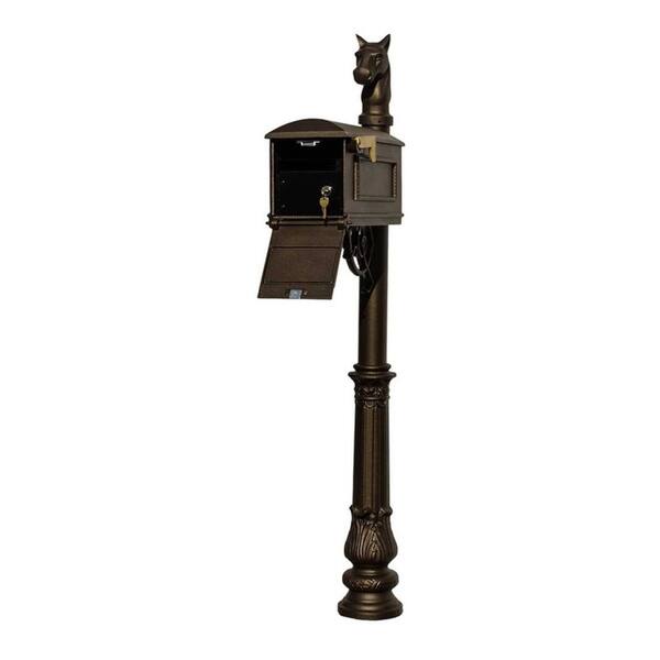 QualArc Lewiston Equine Mailbox Post System with Locking Insert, Ornate ...