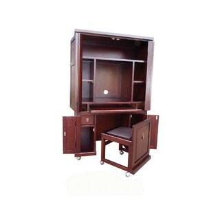 Solid Mahogany Wood Computer Armoire with Pull Out Seat - N/A - Bed ...