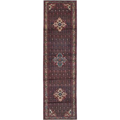 Hand-knotted Nahavand Navy Wool Rug - 3'5" x 13'1" Runner - Overstock ...