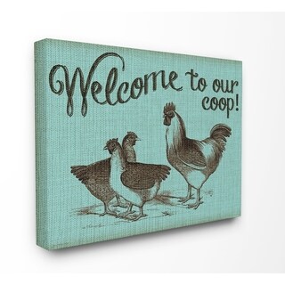 Stupell Welcome to Our Coop with Chickens Blue Rustic Sign, 11 x 14 ...