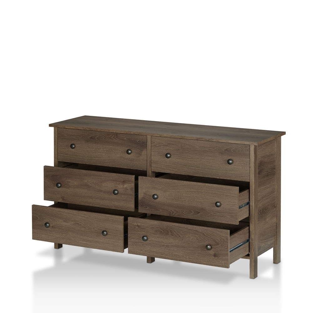 Mulgrew Rustic Walnut Storage Dresser by Carbon Loft 6 drawer