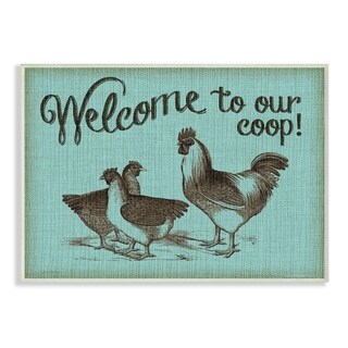 Stupell Welcome to Our Coop with Chickens Blue Rustic Sign, 12 x 18 ...