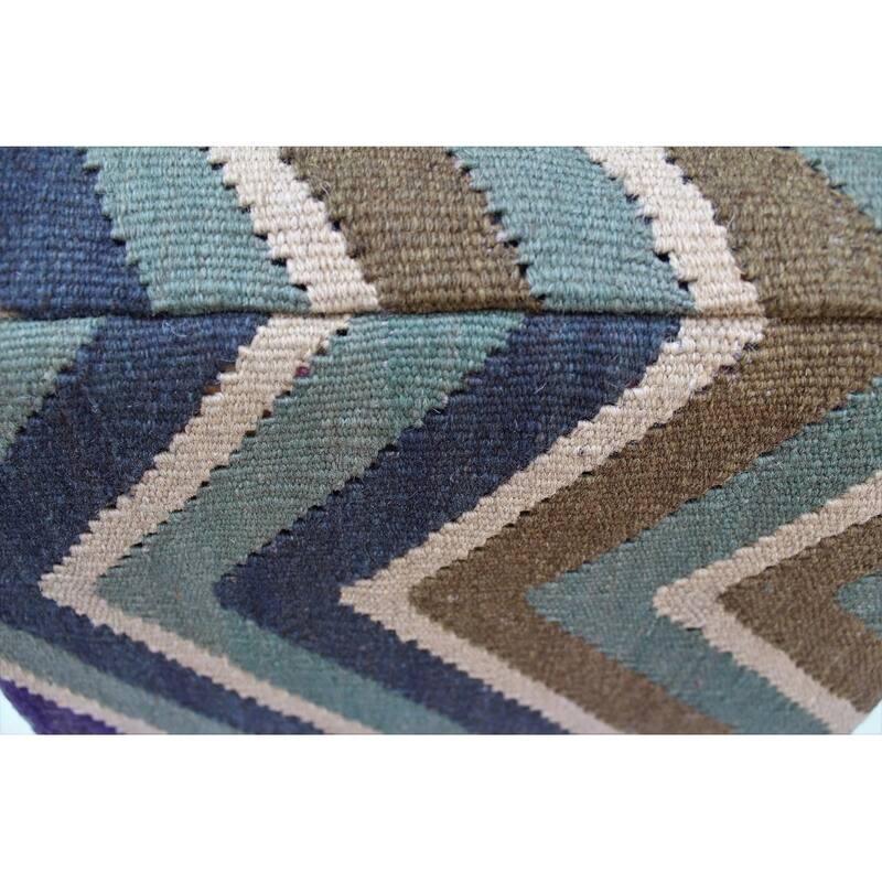 Harmon Grey/Ivory Handmade Kilim Upholstered Ottoman 15"x15"x18 ...