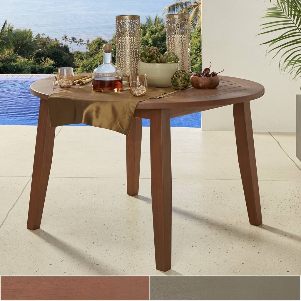 Moosonee Modern Wood Outdoor Round Dining Table by Havenside Home ...