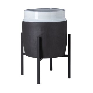 Imax Miller Large Black Ceramic Planter with Stand - Bed Bath & Beyond ...