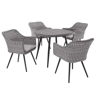 Endeavor 5 Piece Outdoor Patio Wicker Rattan Dining Set - Bed Bath ...