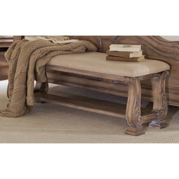 Sheridan Traditional Upholstered Bench with Bottom Shelf - Bed Bath ...