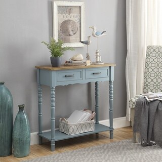 Natural 2-drawer Turned Leg Console Table in Grey (As Is Item) - Bed ...