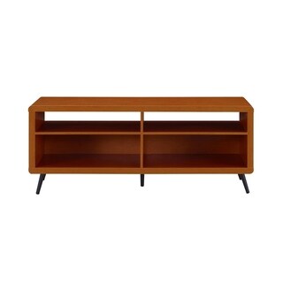 58" Mid Century Rounded Wood Console - Acorn/Black - 58 inches - Bed ...
