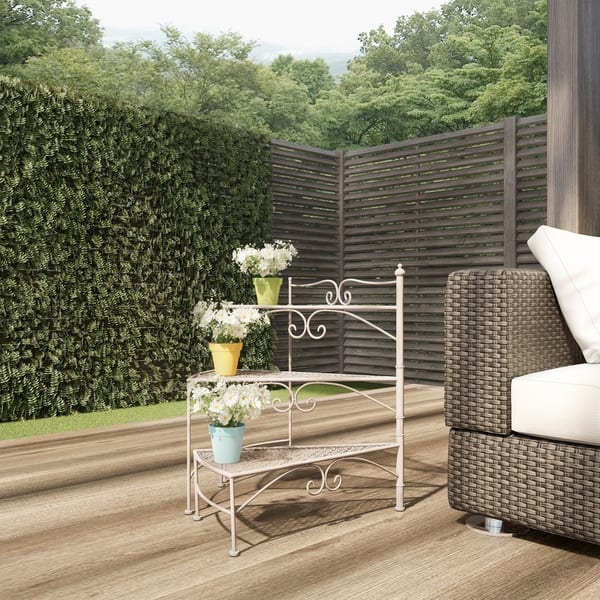 Plant Stand- 3-Tier Folding Spiral Stairs Wrought Iron Metal Home and ...