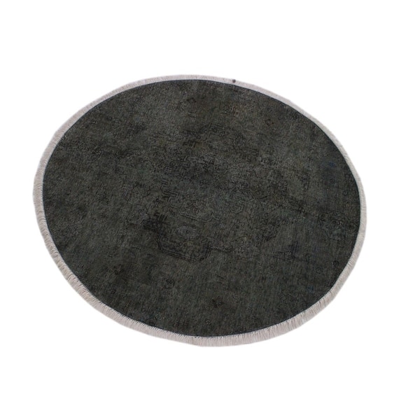 Vintage Distressed Gerardo Gray/Black Round Rug -6'1 x 6'2 - 6'1" x 6'2 ...