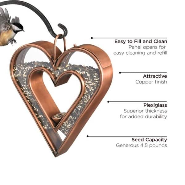 Be Still My Heart Fly Thru™ Heart-Shaped Copper Bird Feeder - On Sale ...