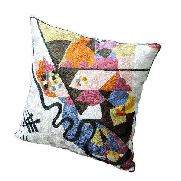 Kandinsky Ivory Decorative Pillow Cover Hand Embroidered Art Silk - Bed ...