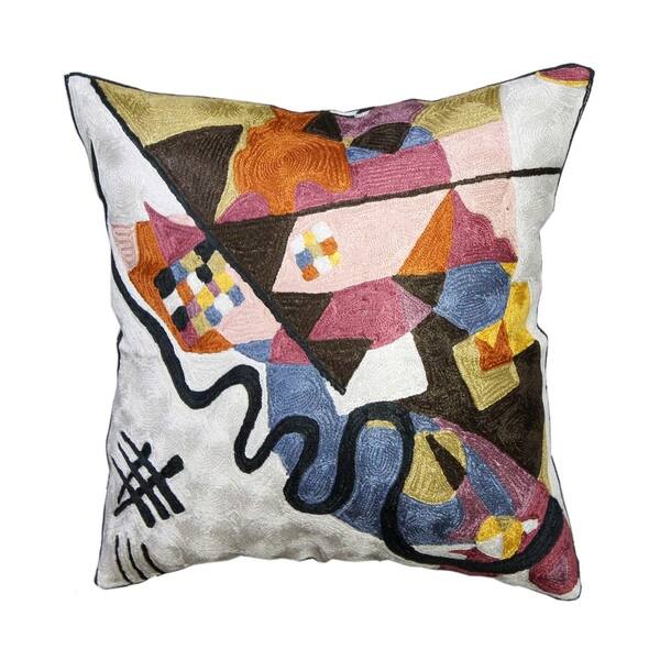 Kandinsky Ivory Decorative Pillow Cover Hand Embroidered Art Silk - Bed ...