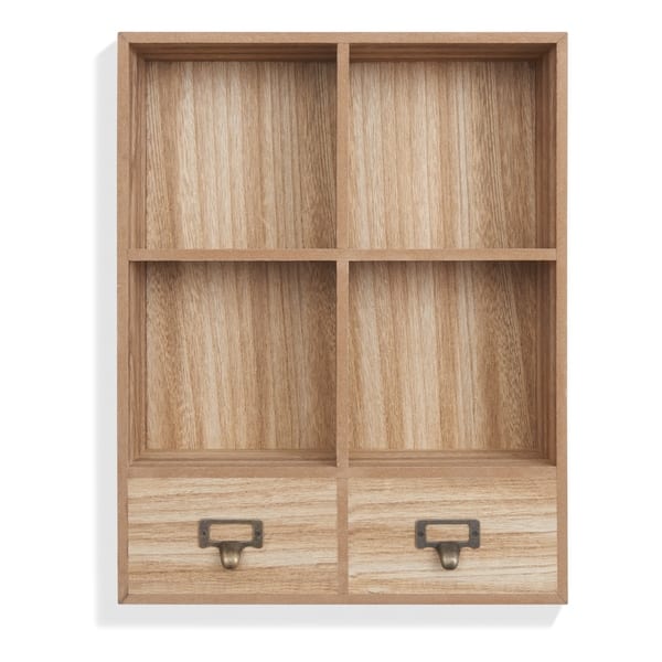 Danya B. Rustic Decorative Wall Mount Cubby Display Shelf with Drawers ...